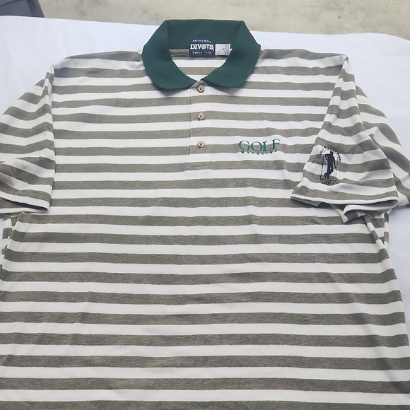 Divots | Shirts | Divots Green And White Striped Polo Shirt With ...